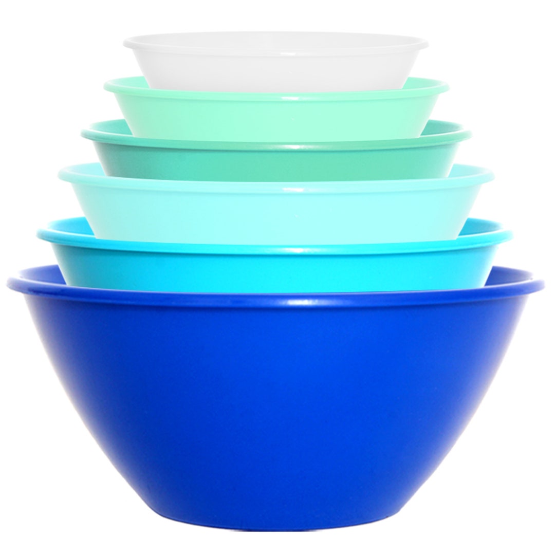 6 Pack Large Plastic Mixing and Serving Bowls, Plastic Nesting Bowls ...