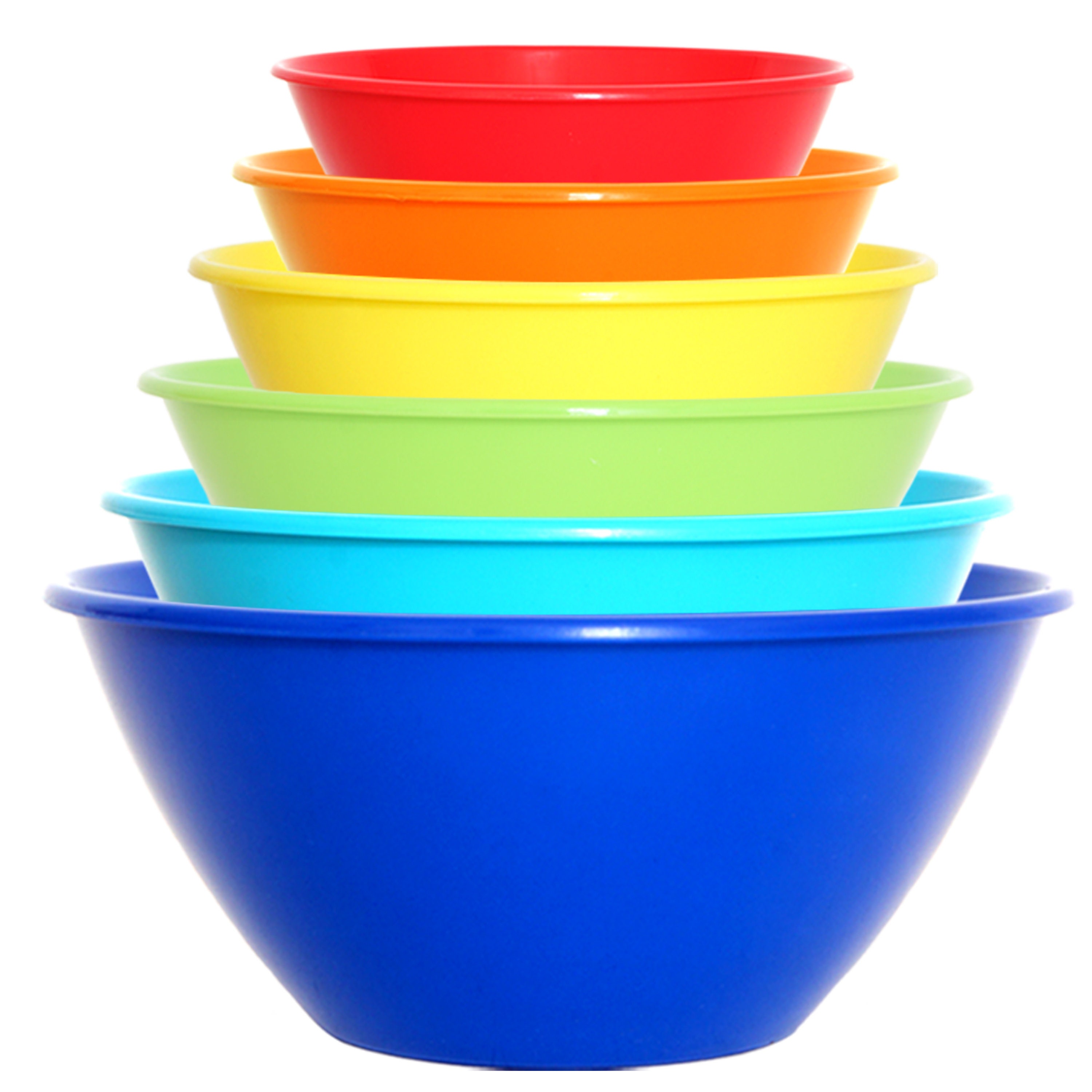 6 Pack Large Plastic Mixing and Serving Bowls, Plastic Nesting Bowls ...
