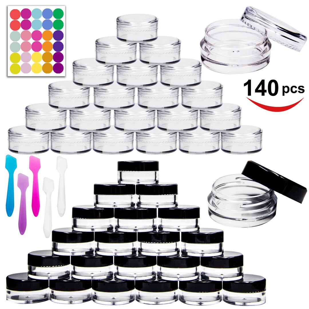 Youngever 140 Pcs Empty Plastic Cosmetic Samples Containers Set, 80 ...