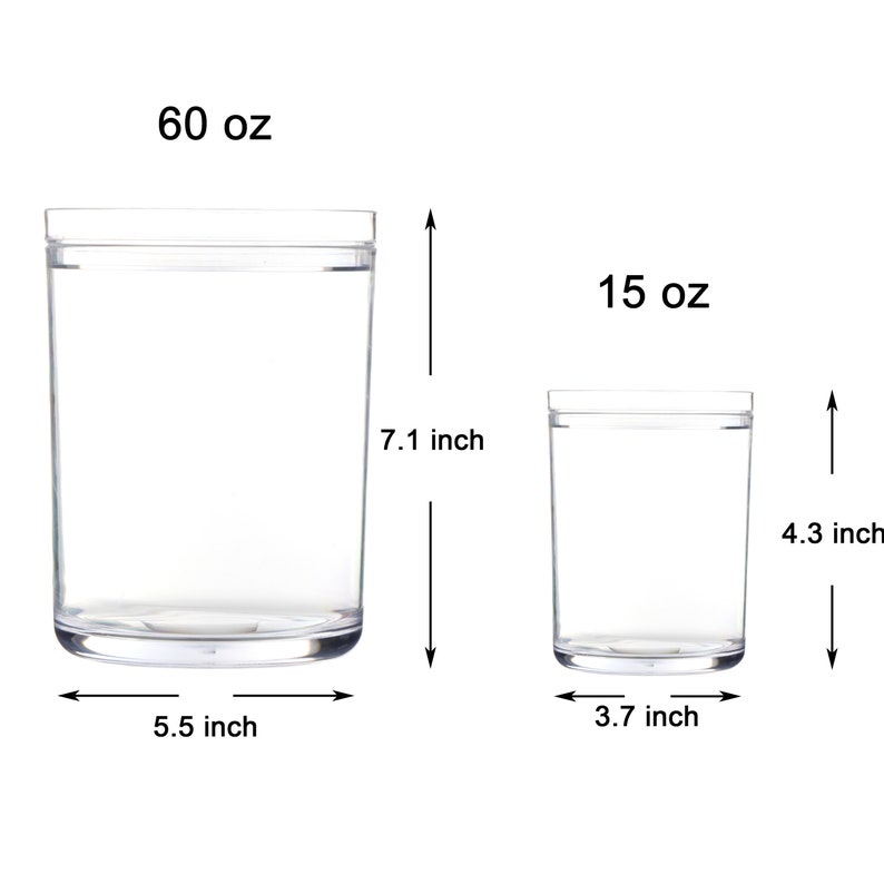 2 Pack Clear Plastic Apothecary Jars 15OZ&60OZ YE392.986 - Etsy