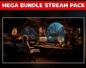 STEAMPUNK Room Twitch Overlay Animated Pack - Retro Futuristic Room ...