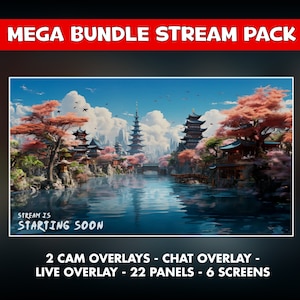 Japan City at Day Twitch Overlay Animated Pack Cozy Asian Cherry Trees ...