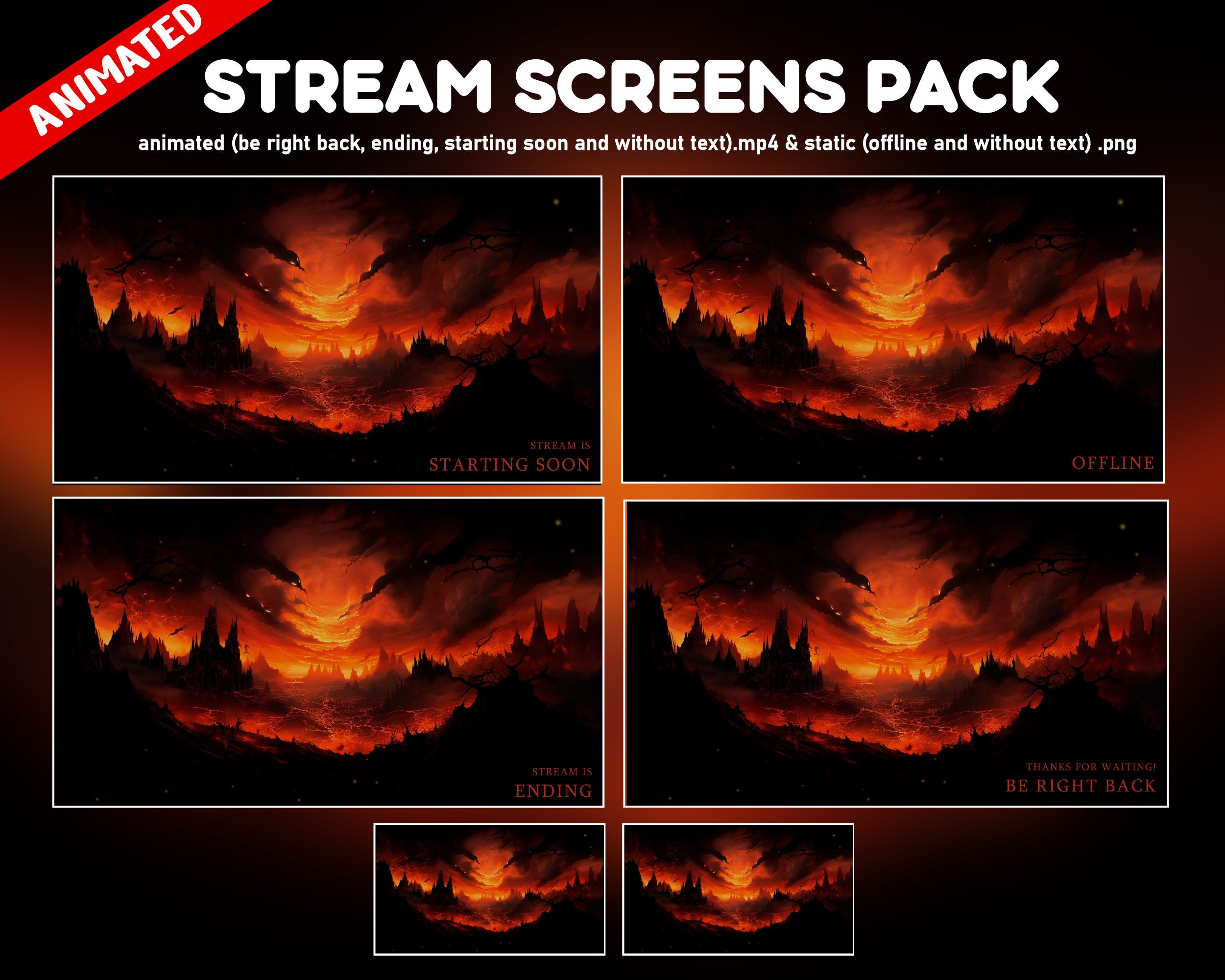 Diablo Hell Inferno Twitch Overlay Animated Pack - Dark Fire Inferno ...