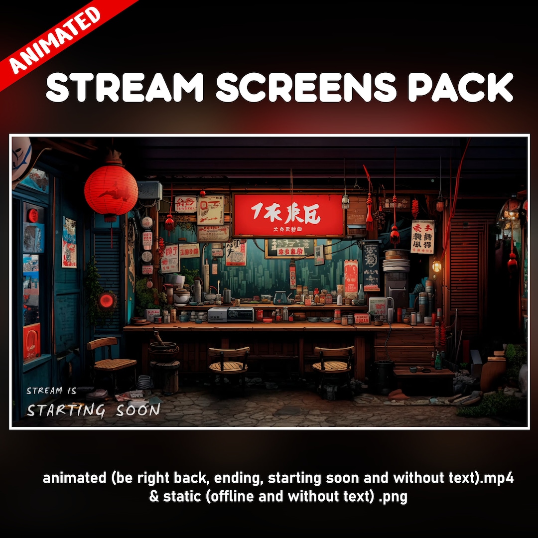 Ramen Shop Twitch Overlay Animated Pack - Asian Japanese Cozy Stream ...