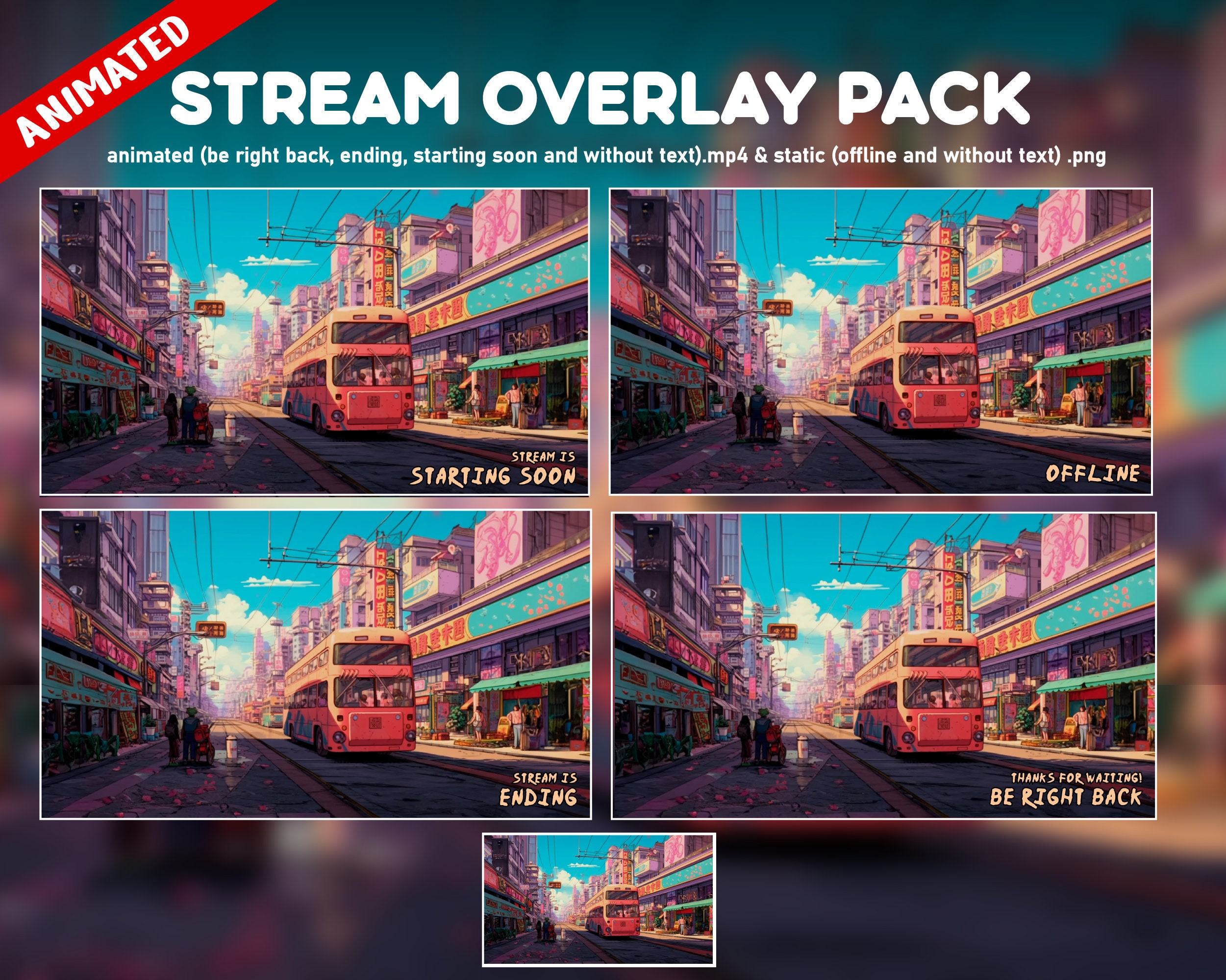 Japan Overlay Animated Twitch or Kick - Asian City at Day Background ...