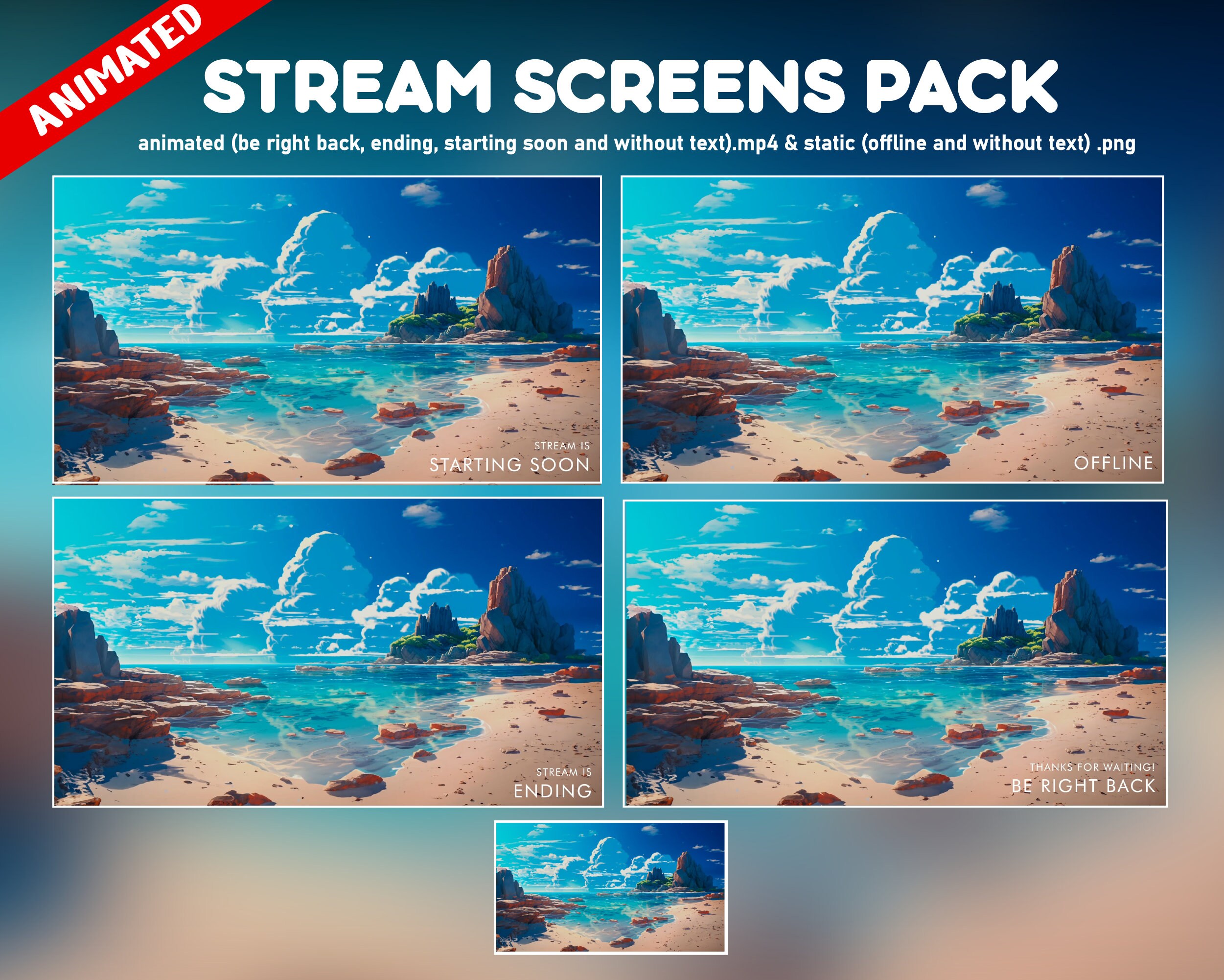 Water Calm Twitch Overlay Animated Pack - Summer Anime Cozy Background ...