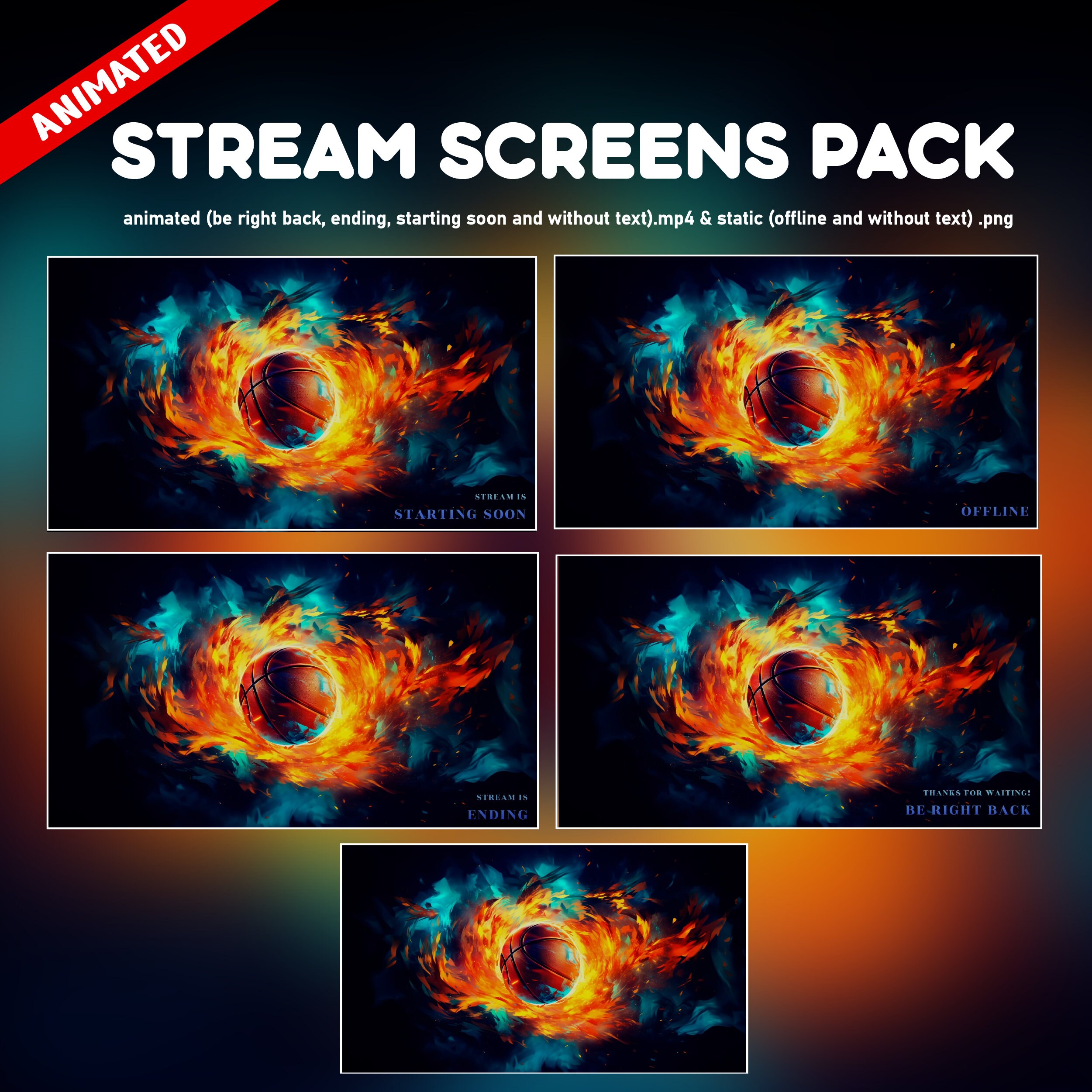 Basket Ball Twitch Overlay Animated Pack - Stream Screens Bundle Sports ...
