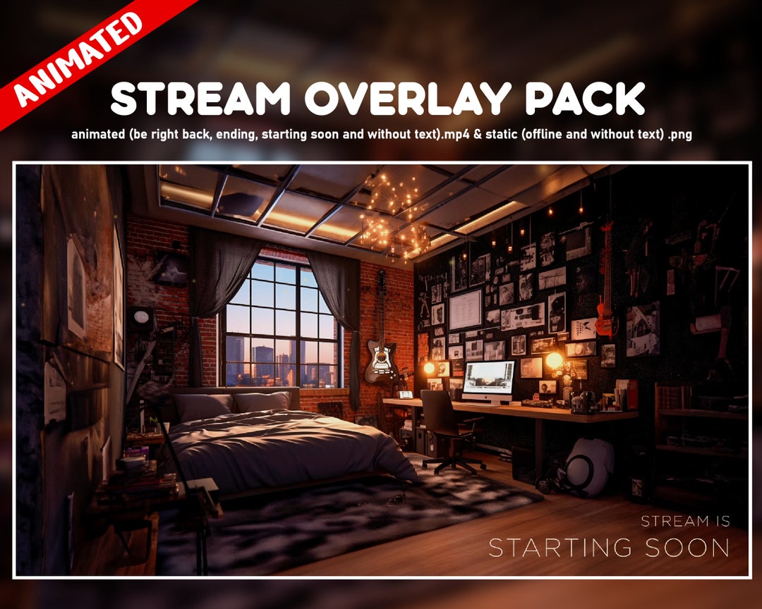 Cozy Bedroom Twitch Overlay Animated Package - Cute Screens for Stream ...