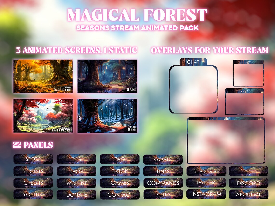 Twitch Overlay Forest Animated Pack Nature - Anime Park Jungle Plants ...