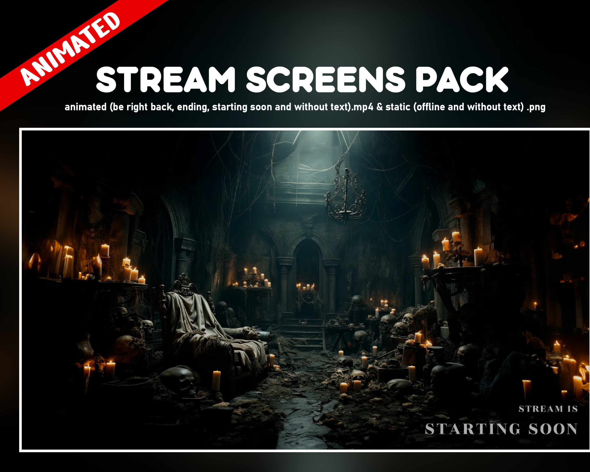 Goth Twitch Overlay Animated Pack - Horror Dark Background Stream ...