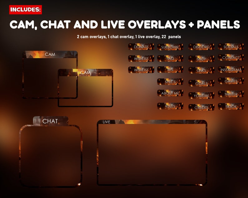 Medieval City Twitch Overlay Animated Pack - Medieval Fire Battle ...