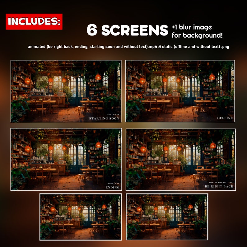 Cozy Cafe Twitch Overlay Animated Pack Botanical Cafe Cute Lofi ...