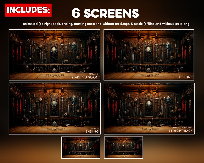 Weapons Twitch Overlay Animated Pack War Sword Dagger Screens Aze ...