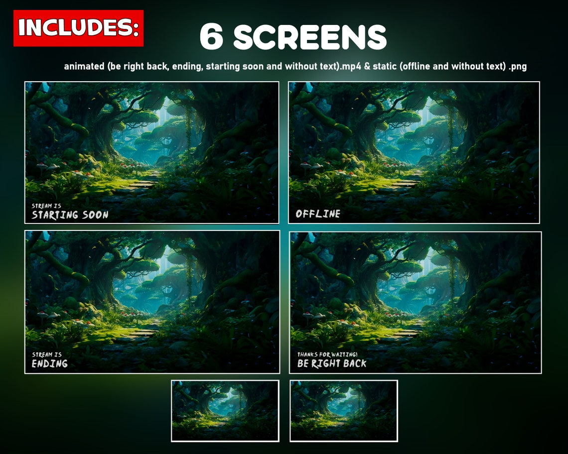 Forest Twitch Overlay Animated Pack Jungle Plants Stream Screens ...