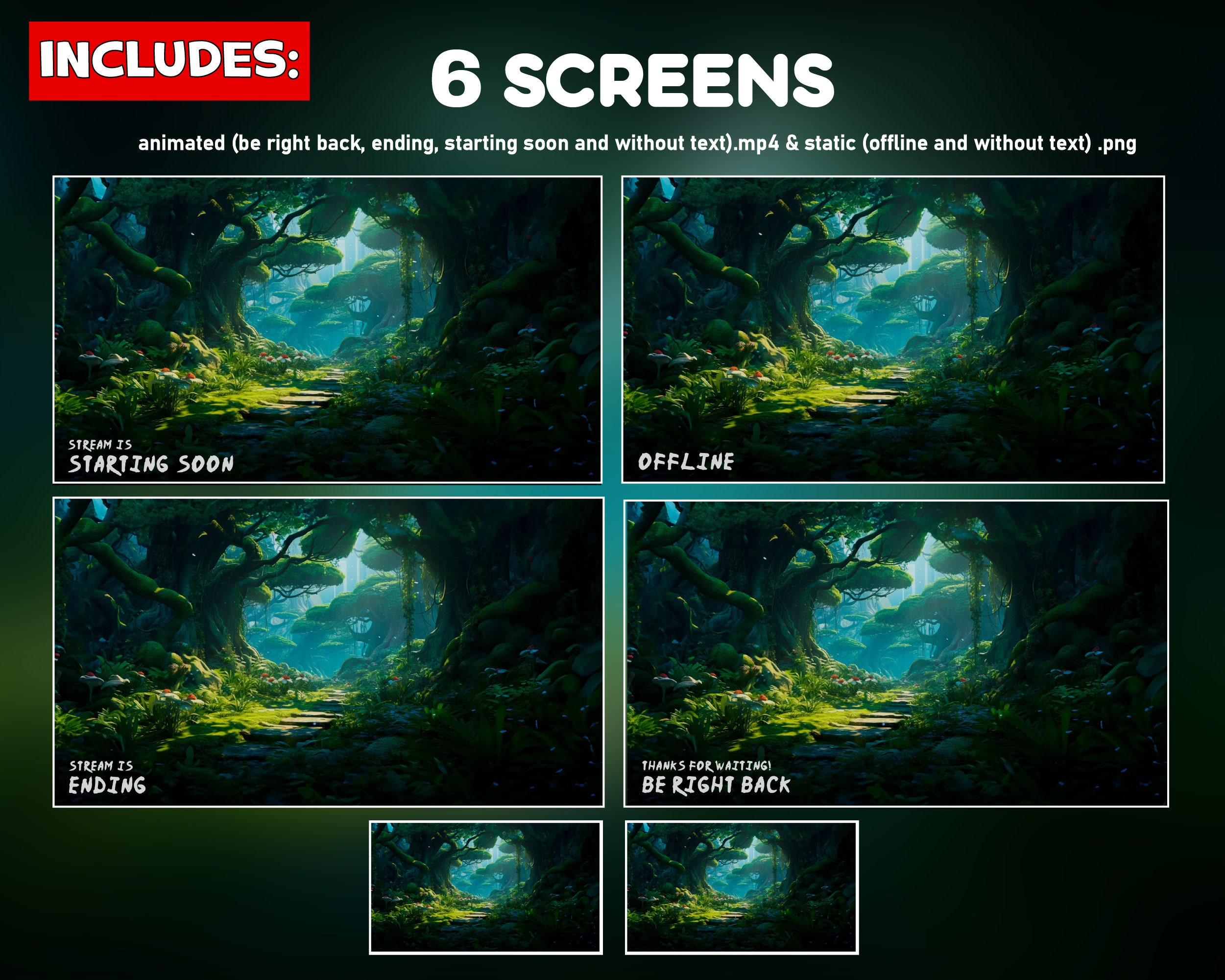 Forest Twitch Overlay Animated Pack - Jungle Plants Stream Screens ...