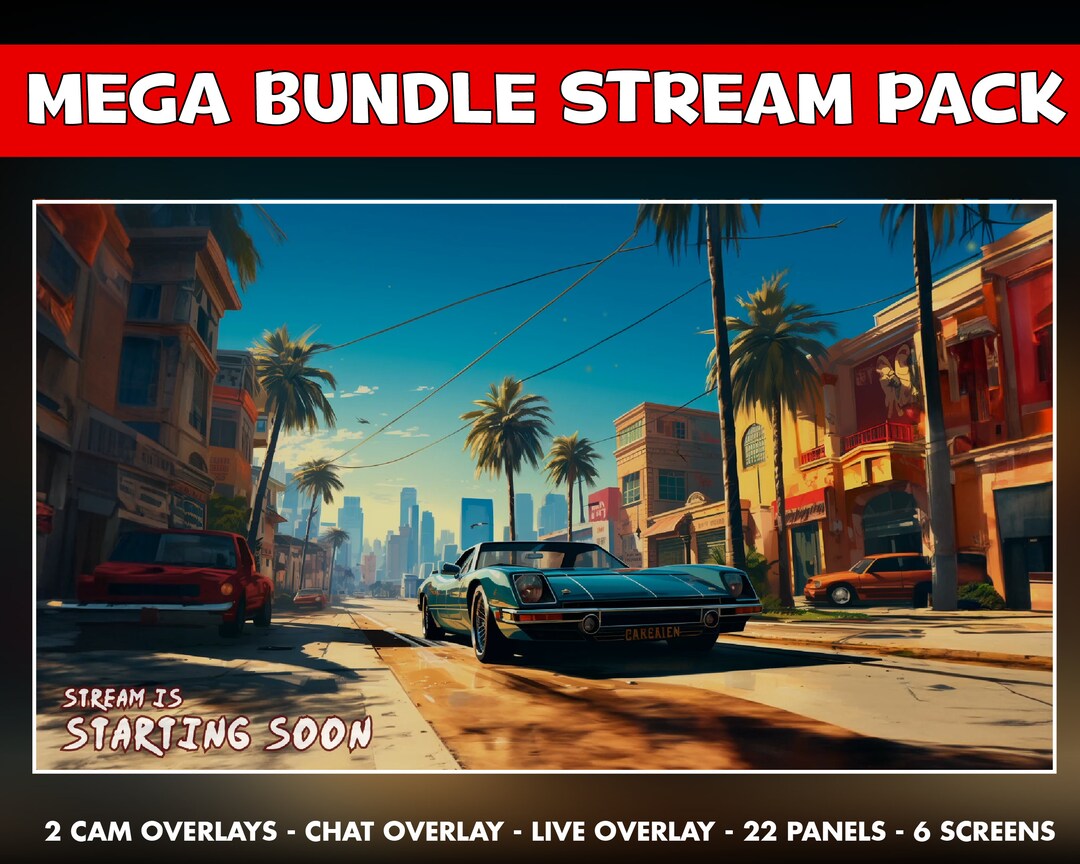 GTA Twitch Overlay Animated Pack Inspired Background Car Grand Theft ...