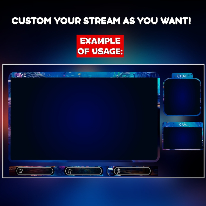 Fantasy Submarine Twitch Overlay Animated Pack - Whimsical Background ...