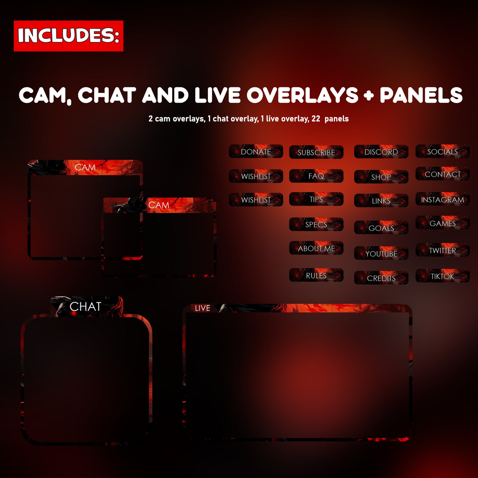 Ninja Red Twitch Overlay Animated Pack - Ninja Warrior - Asian Japanese ...