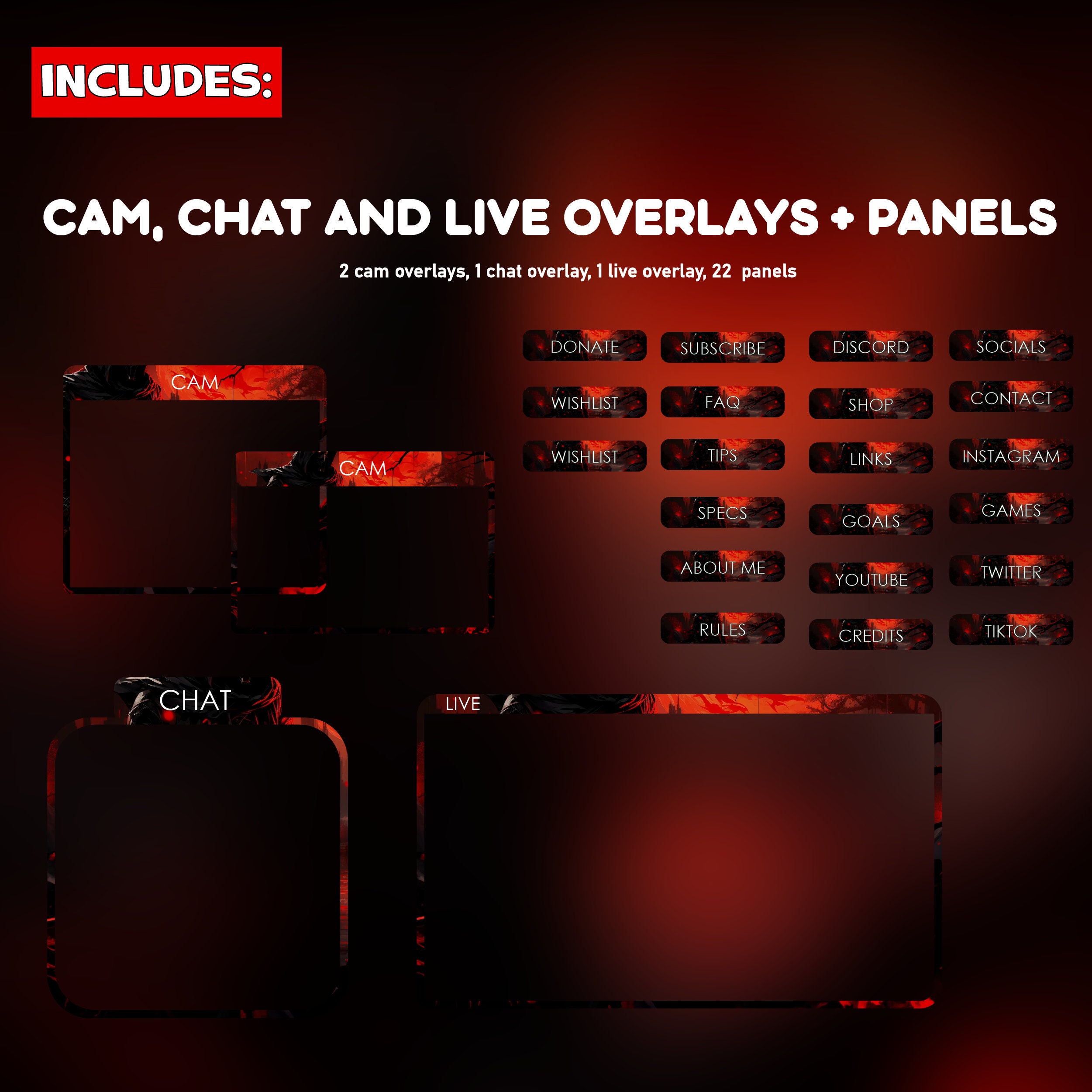 Ninja Red Twitch Overlay Animated Pack - Ninja Warrior - Asian Japanese ...