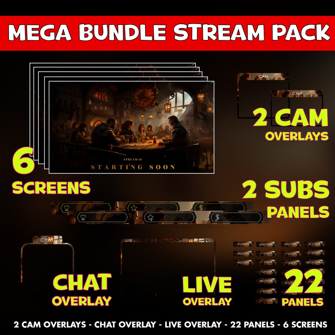 Cozy Medieval Tavern Twitch Overlay Animated Pack - Medieval D&d Cute ...