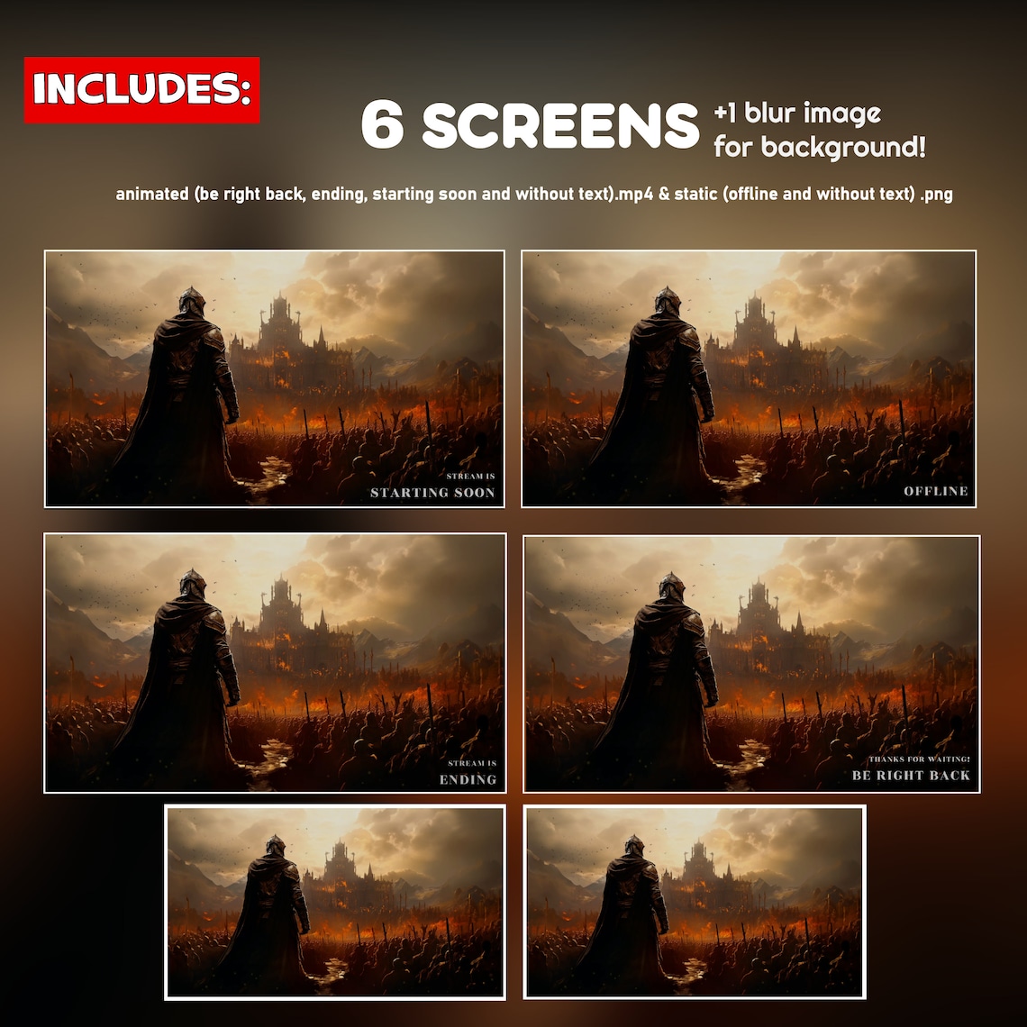 War Medieval Twitch Overlay Animated Pack - Medieval Soldier War Cozy ...