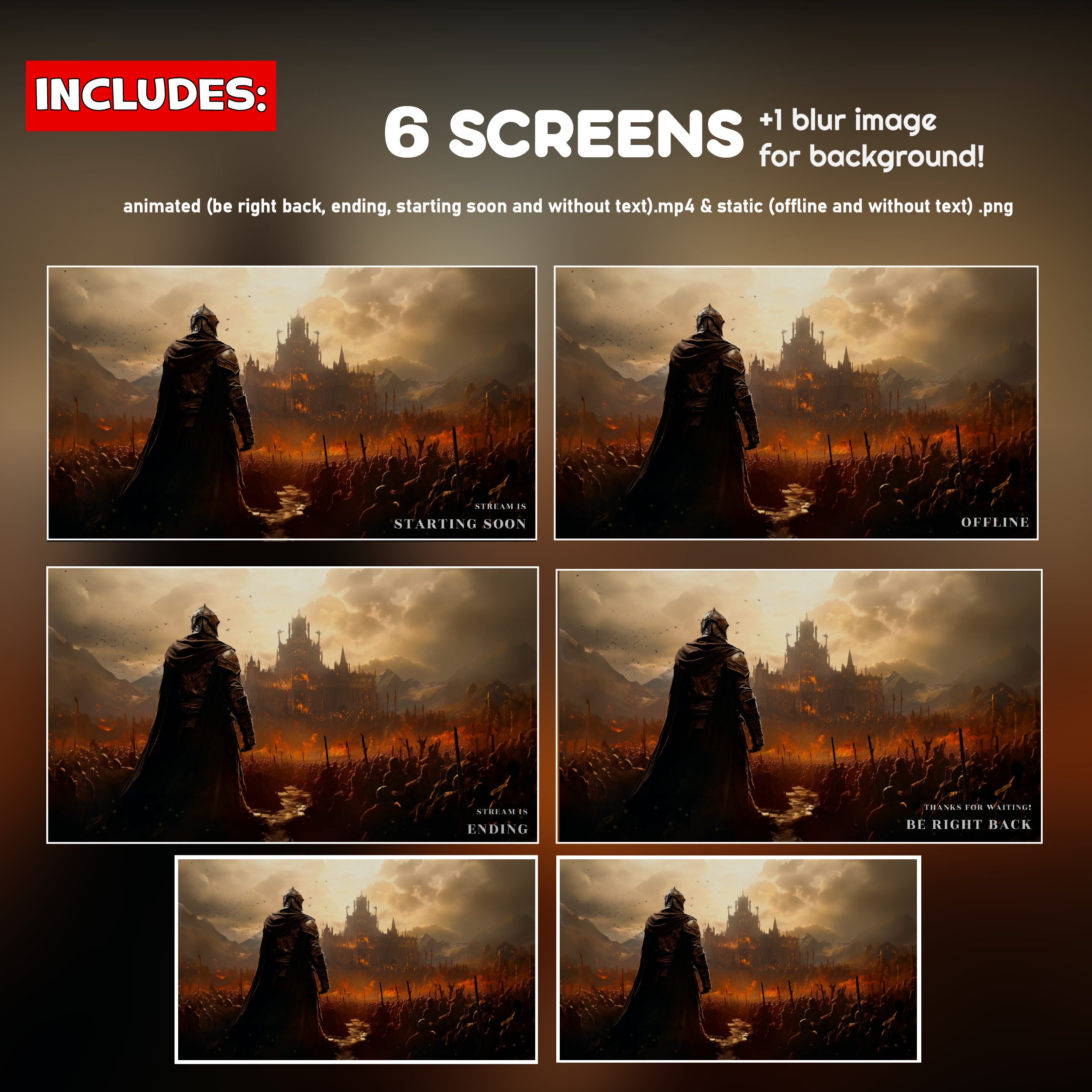 War Medieval Twitch Overlay Animated Pack - Medieval Soldier War Cozy ...