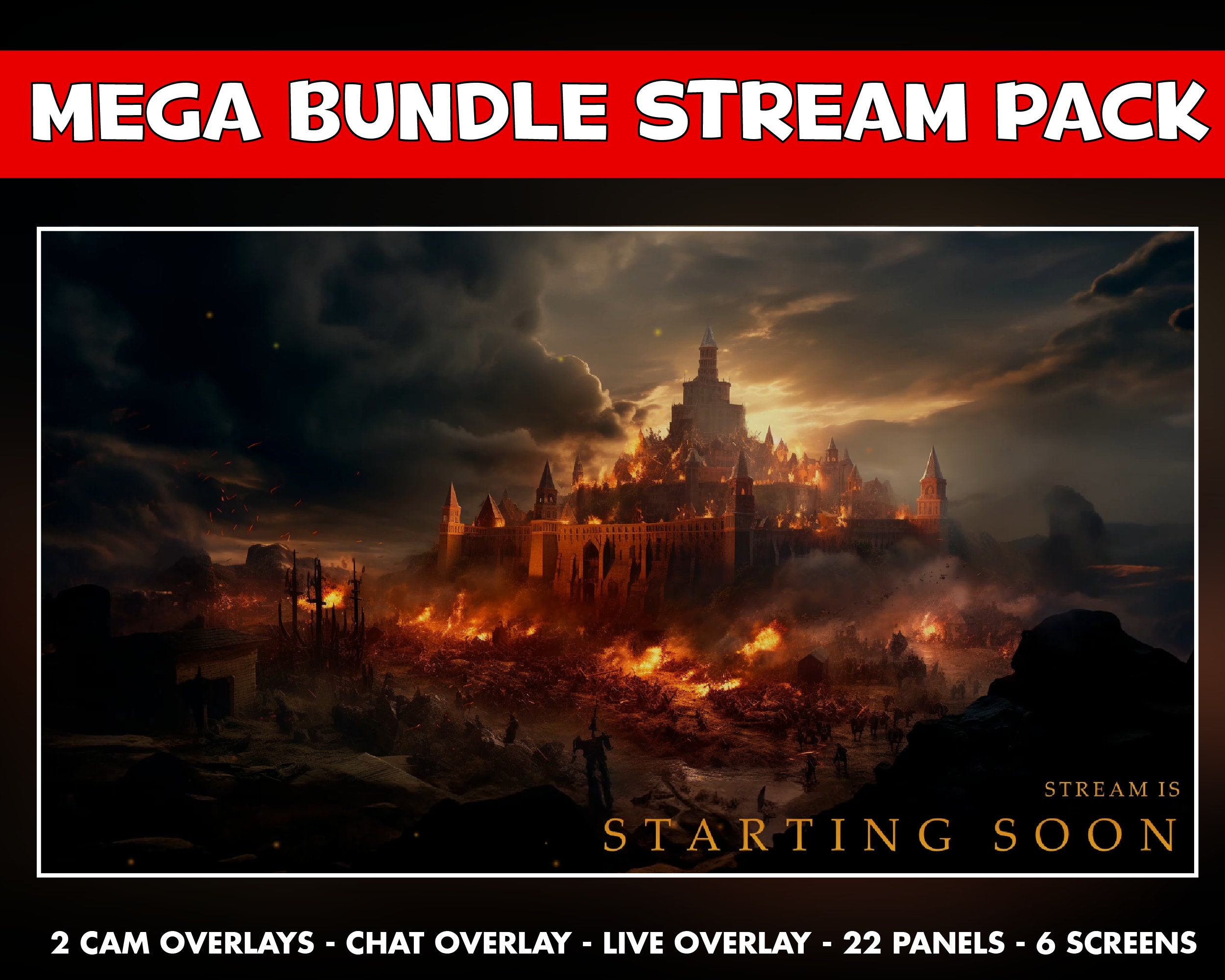 Medieval City Twitch Overlay Animated Pack - War Fire Fantasy ...