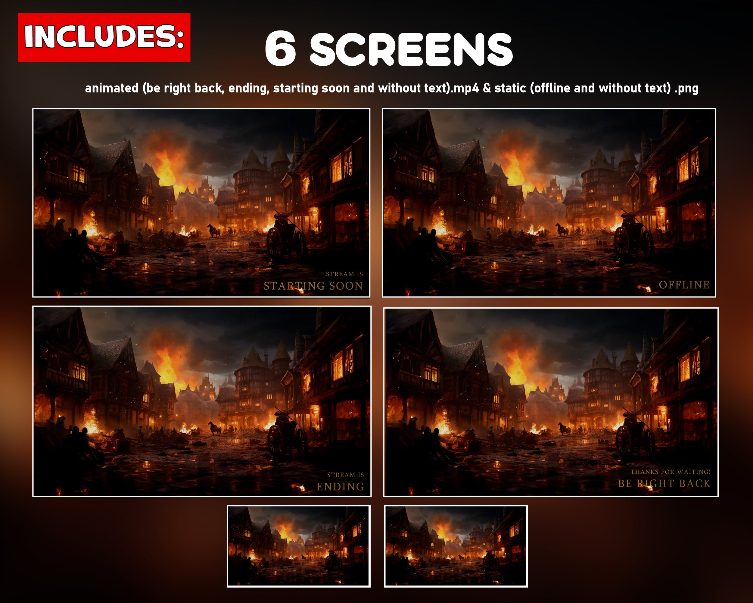 Medieval City Twitch Overlay Animated Pack - Medieval Fire Battle ...