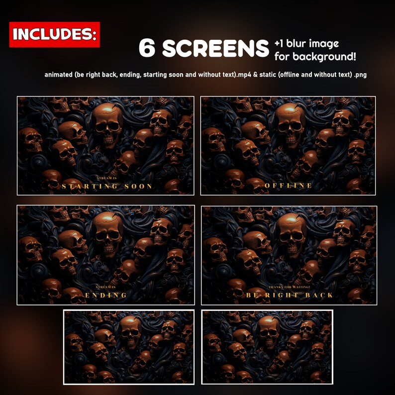 Gothic Skull Twitch Overlay Pack - Dark Fantasy Animated Stream ...