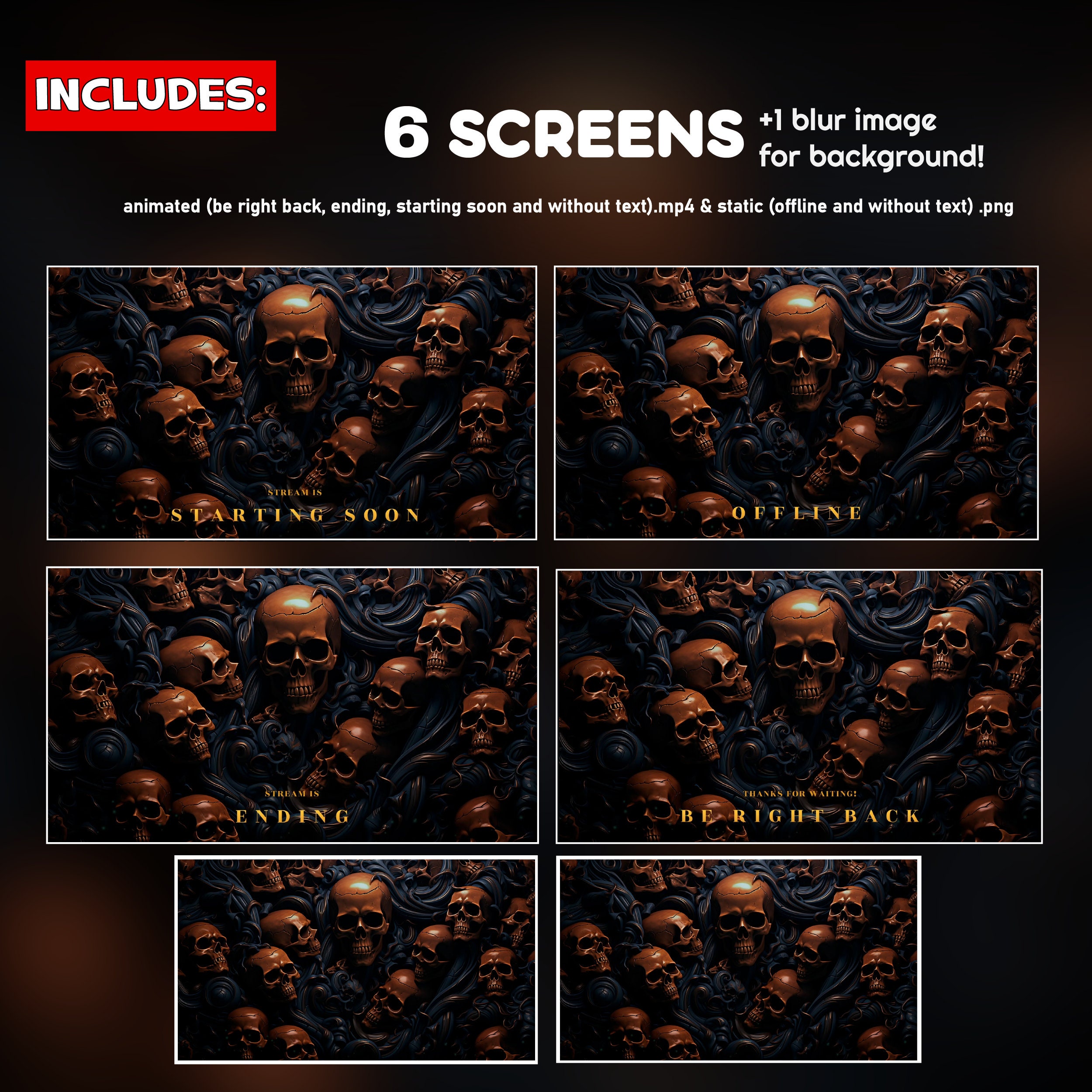 Gothic Skull Twitch Overlay Pack - Dark Fantasy Animated Stream ...