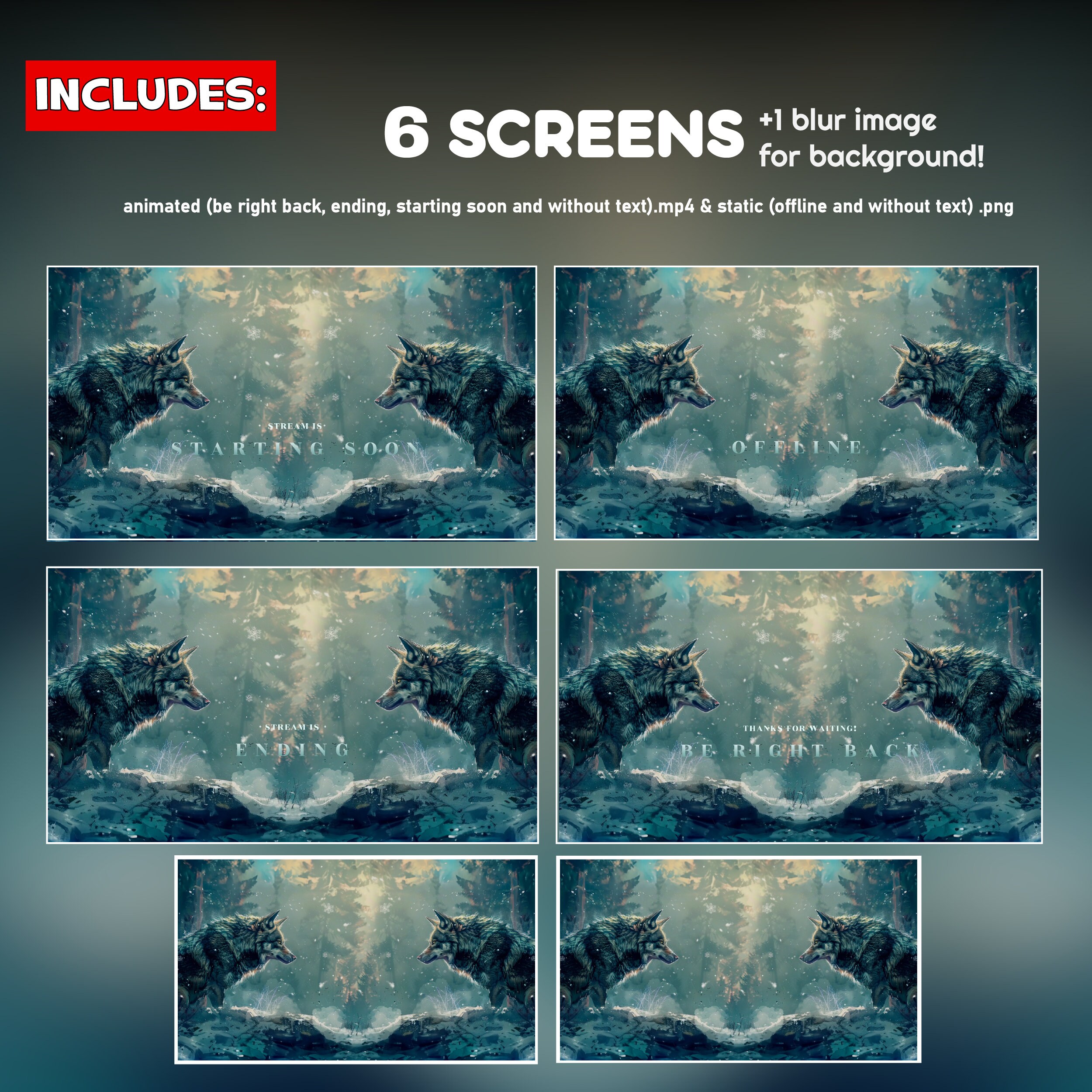 Wolf Twitch Overlay Pack - Majestic Beast Animated Stream Background ...