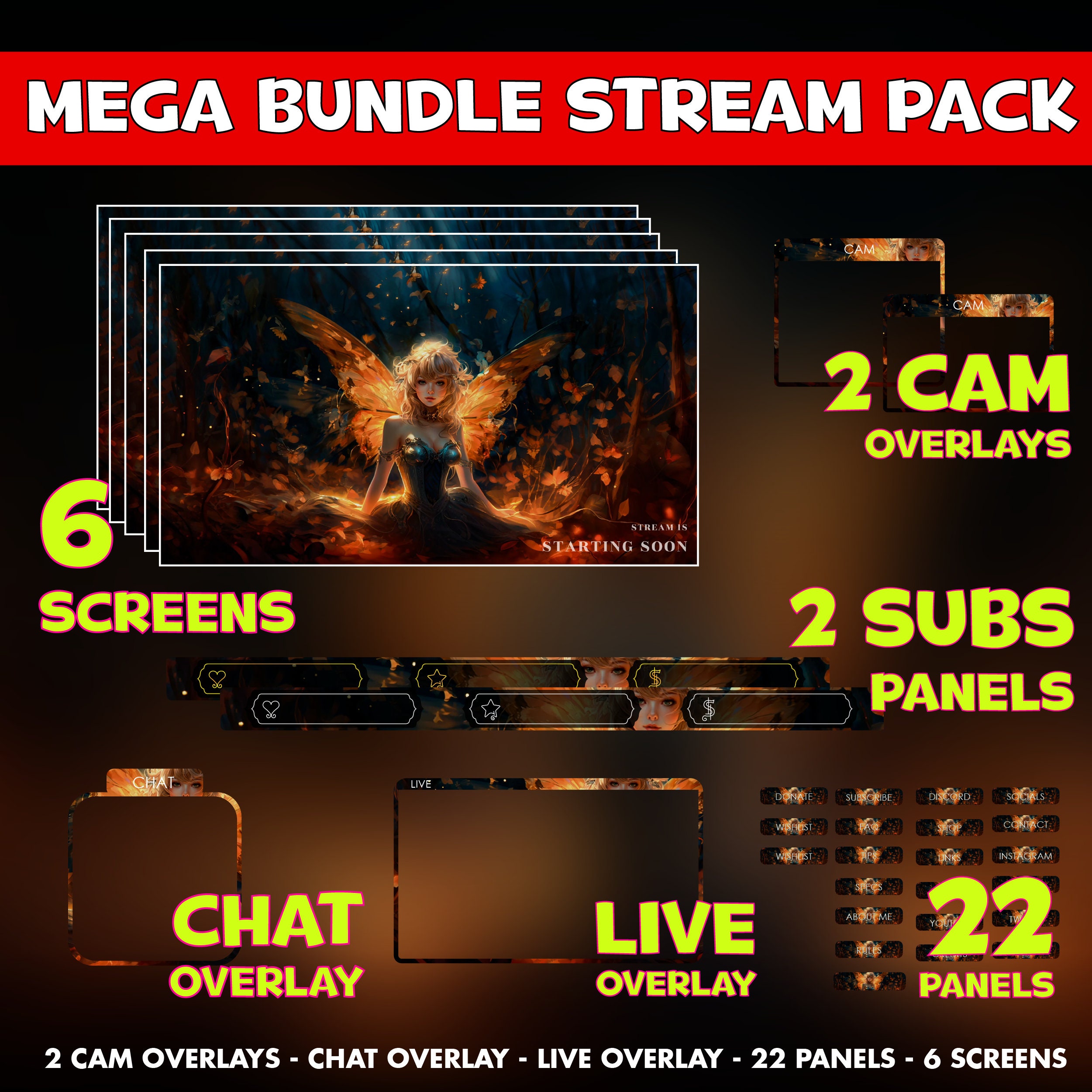 Fairy Fantasy Twitch Overlay Animated Pack - Whimsical Background Cozy ...