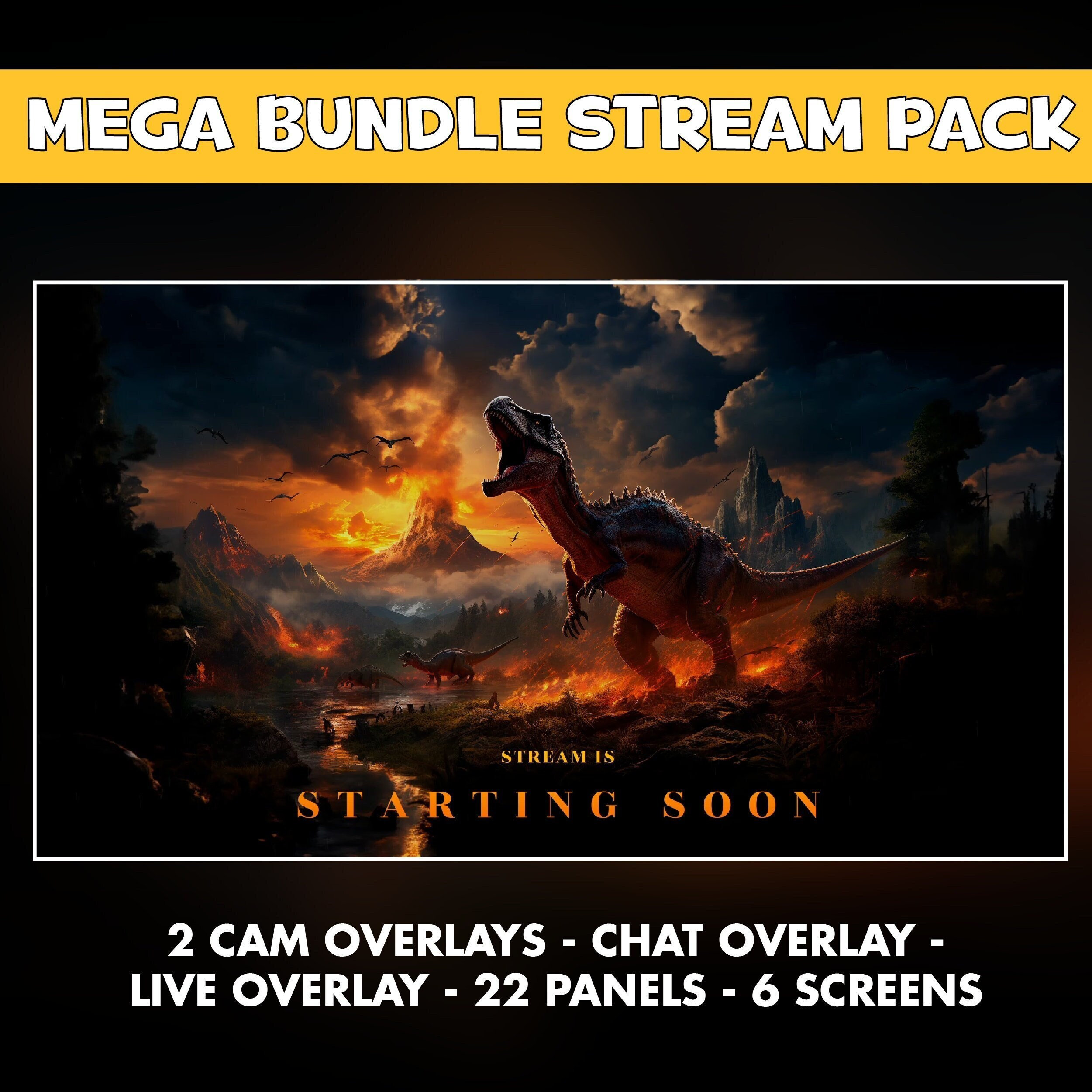 Dinosaur Twitch Overlay Animated Pack - Jurassic Era Background Stream ...