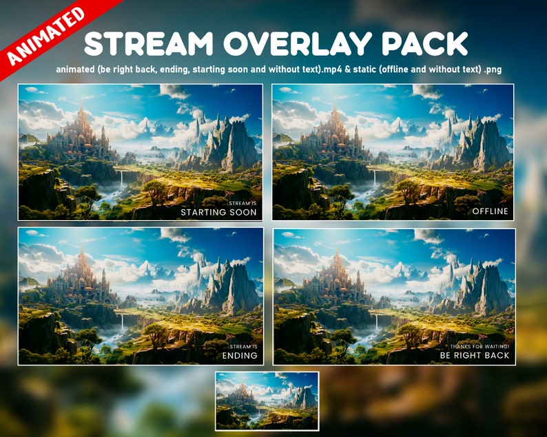Twitch Overlay Animated Package Fantasy Landscape - Anime Overlay ...