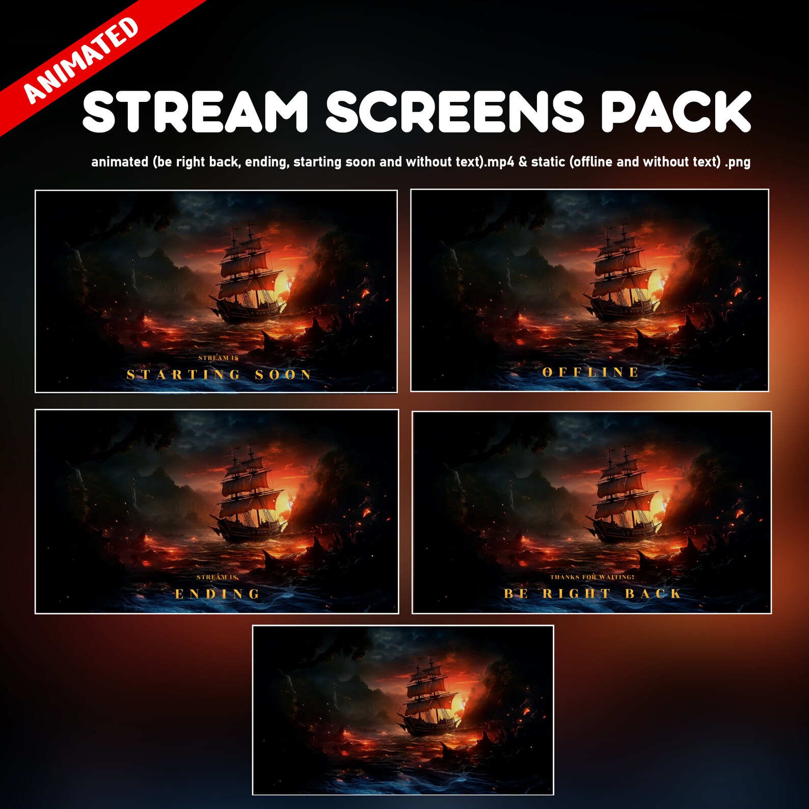 Pirate Ship Twitch Overlay Animated Pack - Sailing Boat Fantasy ...