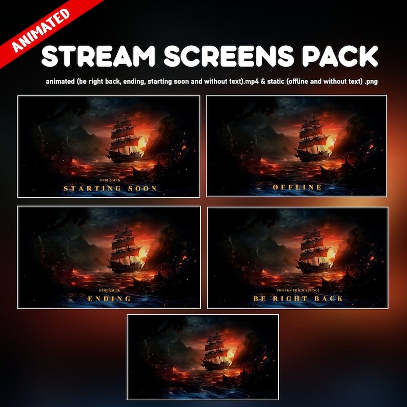 Pirate Ship Twitch Overlay Animated Pack - Sailing Boat Fantasy ...