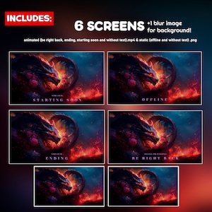 Dragon Female Twitch Overlay Animated Pack - Mythological Fantasy Fire ...