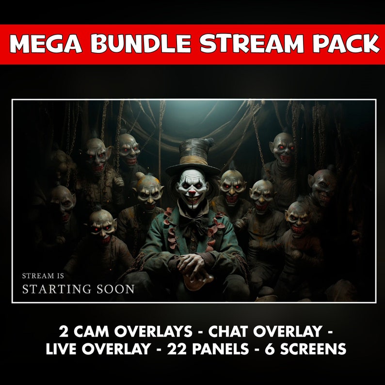 Horror Circus Twitch Overlay Animated - Terror Clown Gothic Spooky ...