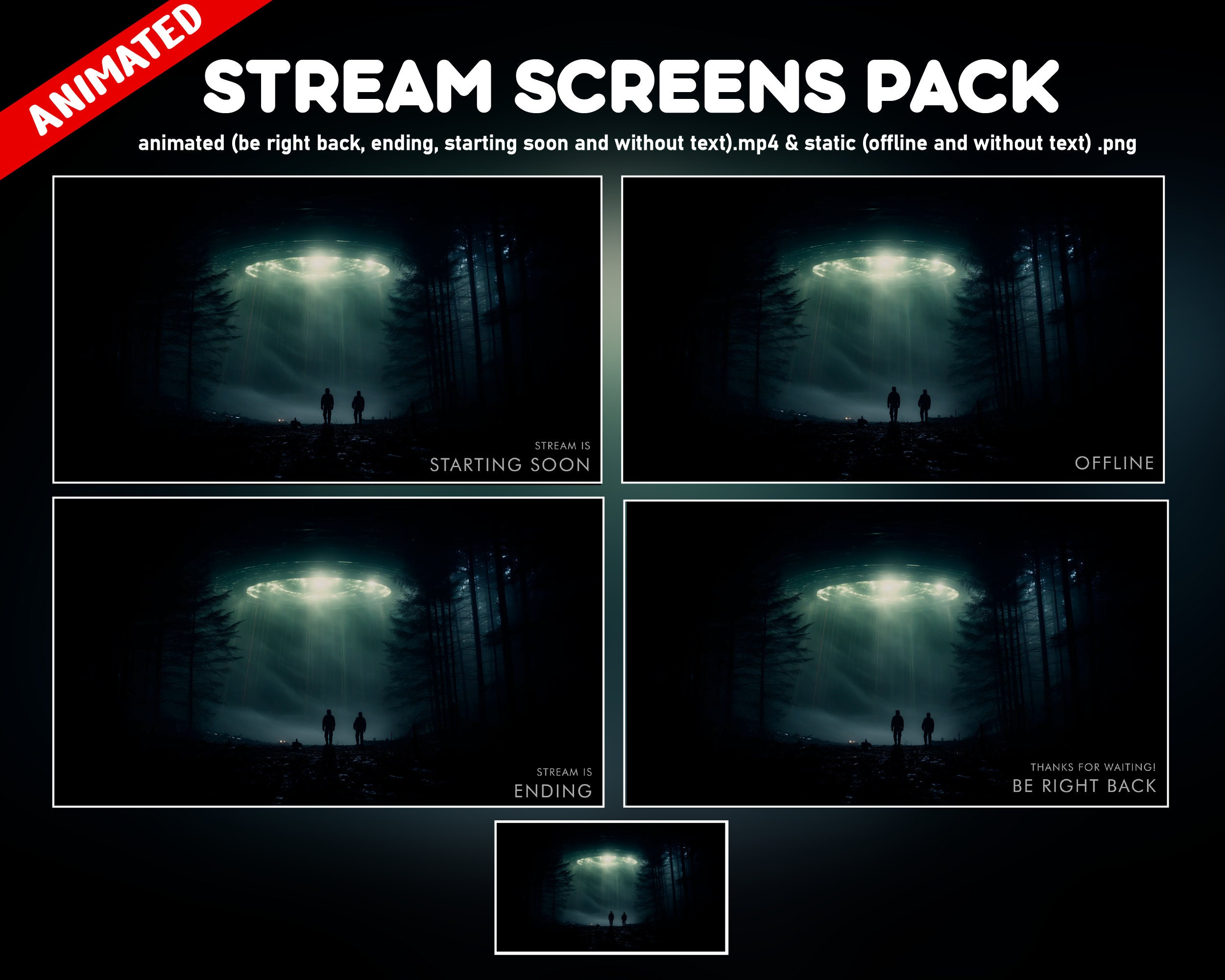 Alien Twitch Overlay Animated Pack - UFO Stream Screens - Enchanting ...
