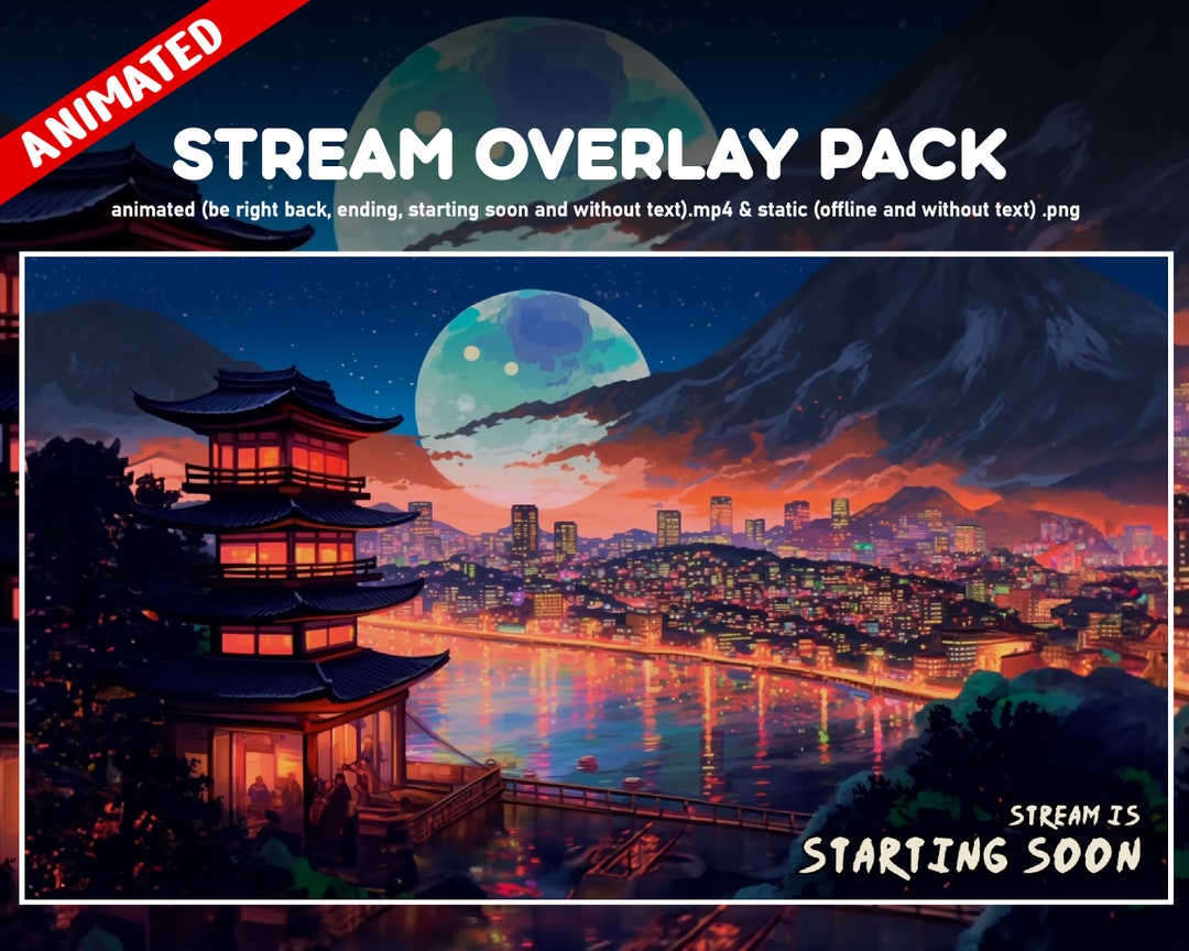 Japan Overlay Animated Twitch - Asian City at Night Background - Vtuber ...