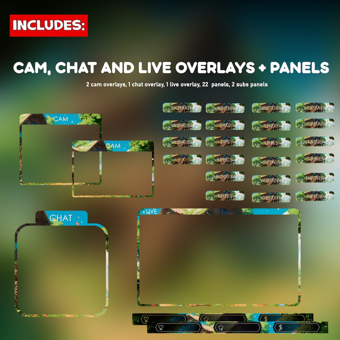 Nature Twitch Overlay Animated Package Forest Anime Overlay Forest ...