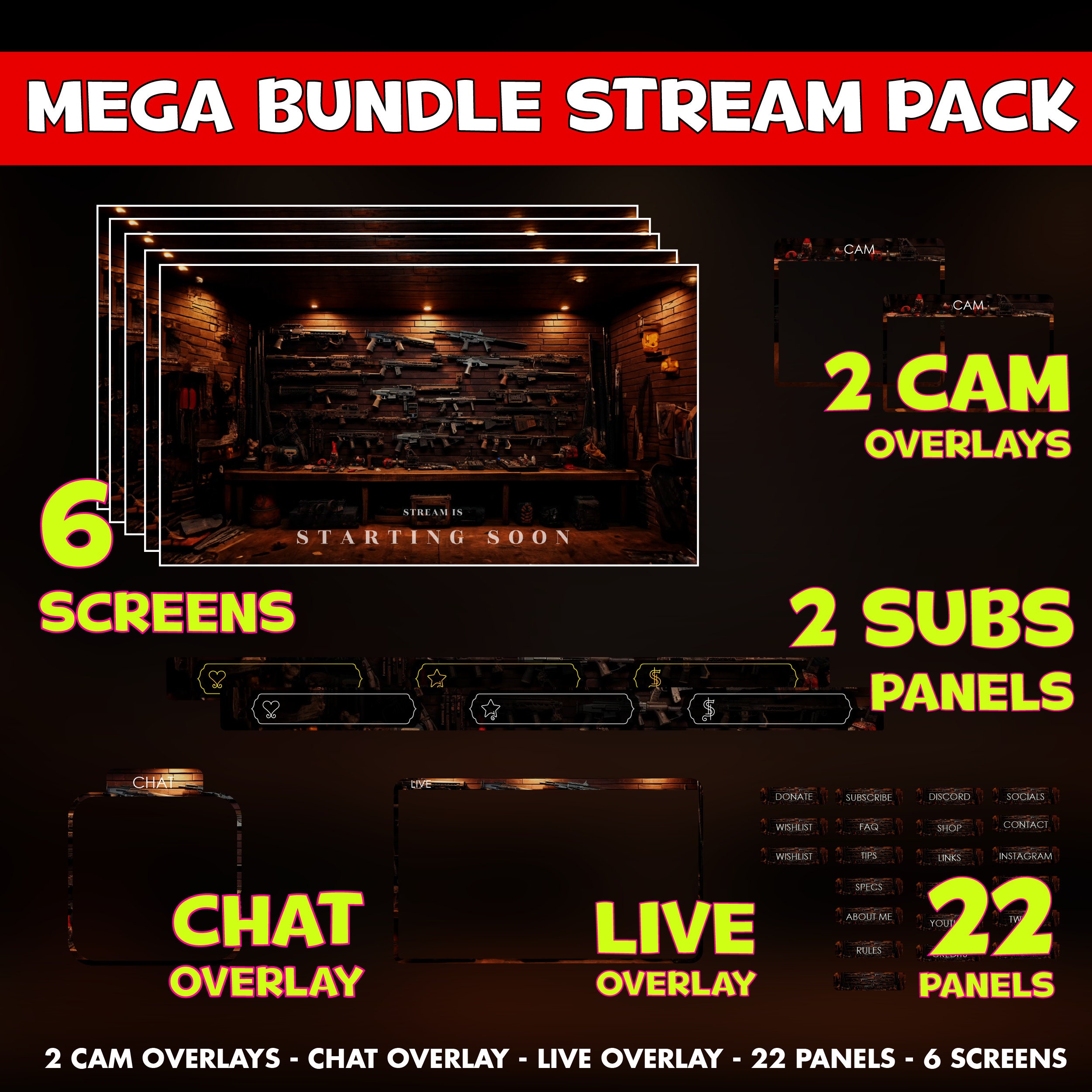 Shooter Armery Twitch Overlay Animated Pack Fire Guns Weapons Room ...