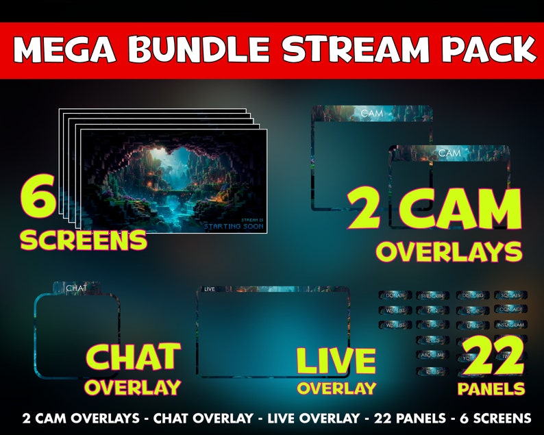 Minecraft Twitch Overlay Animated Pack - Minecraft Landscape Cute ...