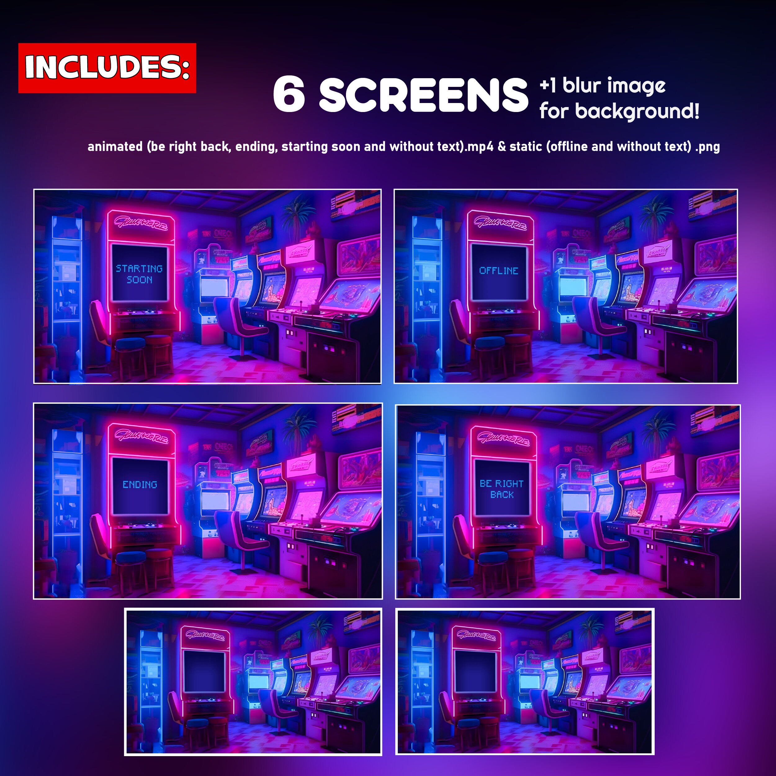 Retro Twitch Overlay Animated Pack - Inspired 80s Videogame Arcade ...