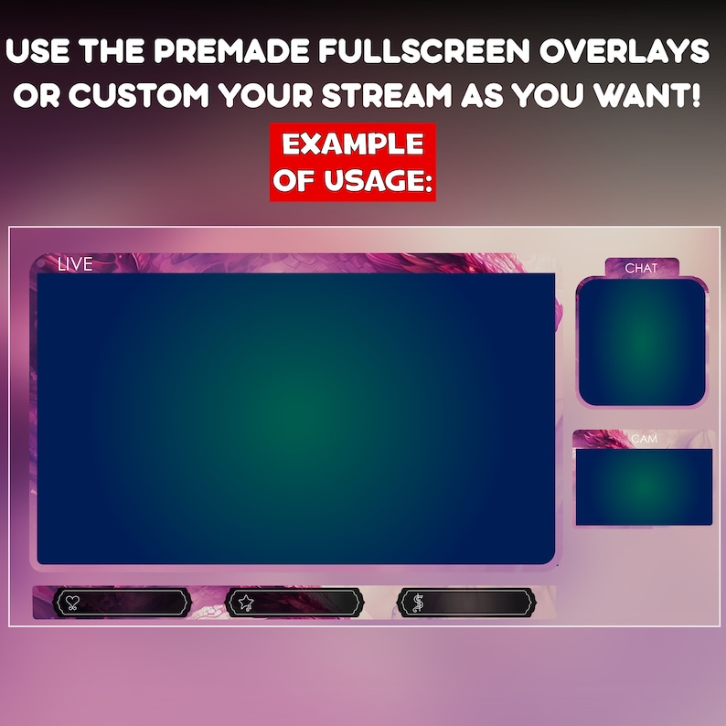 Dragon Female Twitch Overlay Animated Pack Mythological Fantasy Pink ...