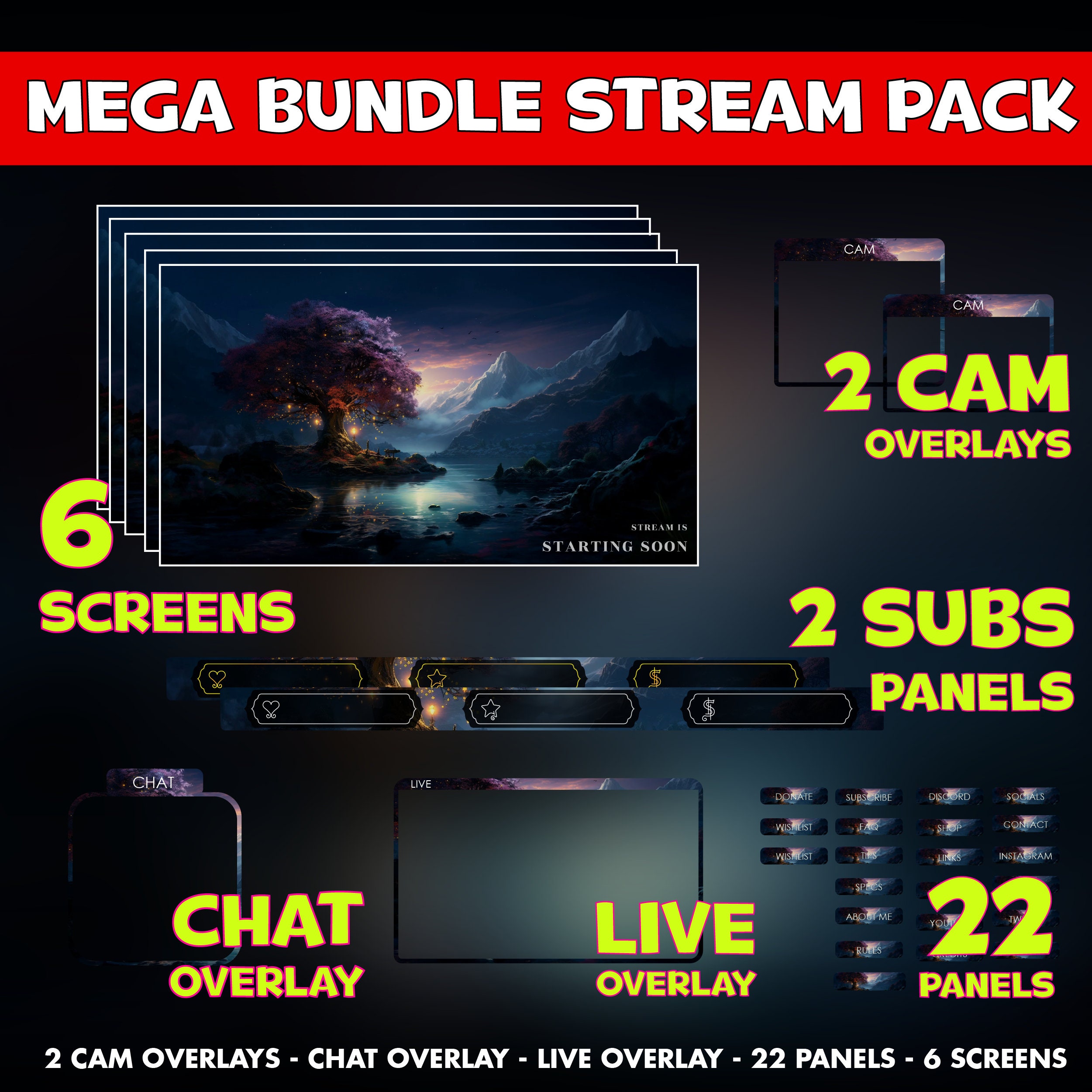 Landscape Fantasy Tree Twitch Overlay Animated Pack Whimsical ...