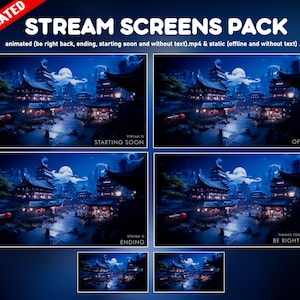 Asian Overlay Twitch Animated Package - Japan City at Night Background ...