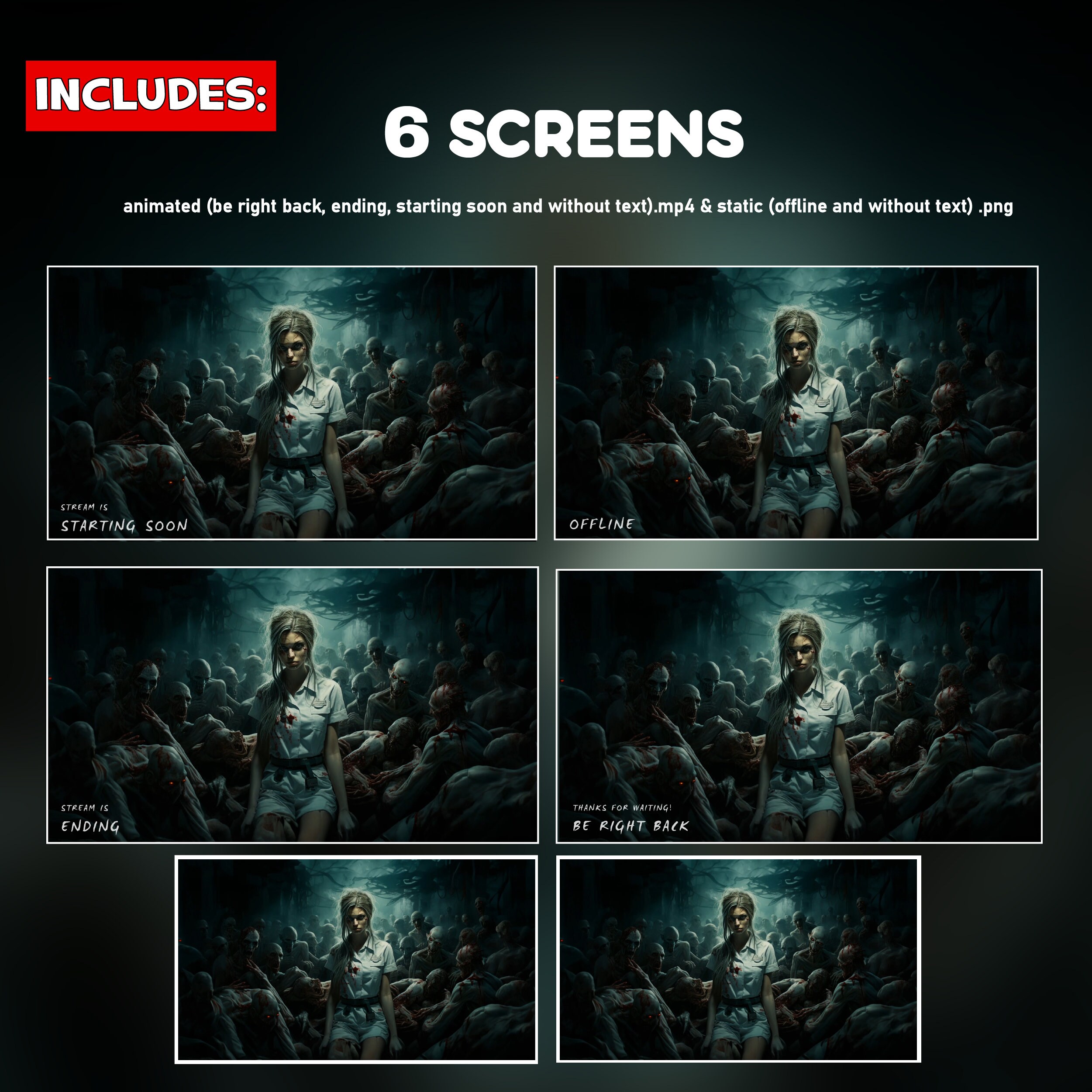 Zombie Nurse Twitch Overlay Animated Pack Terror Hospital Gothic Spooky ...