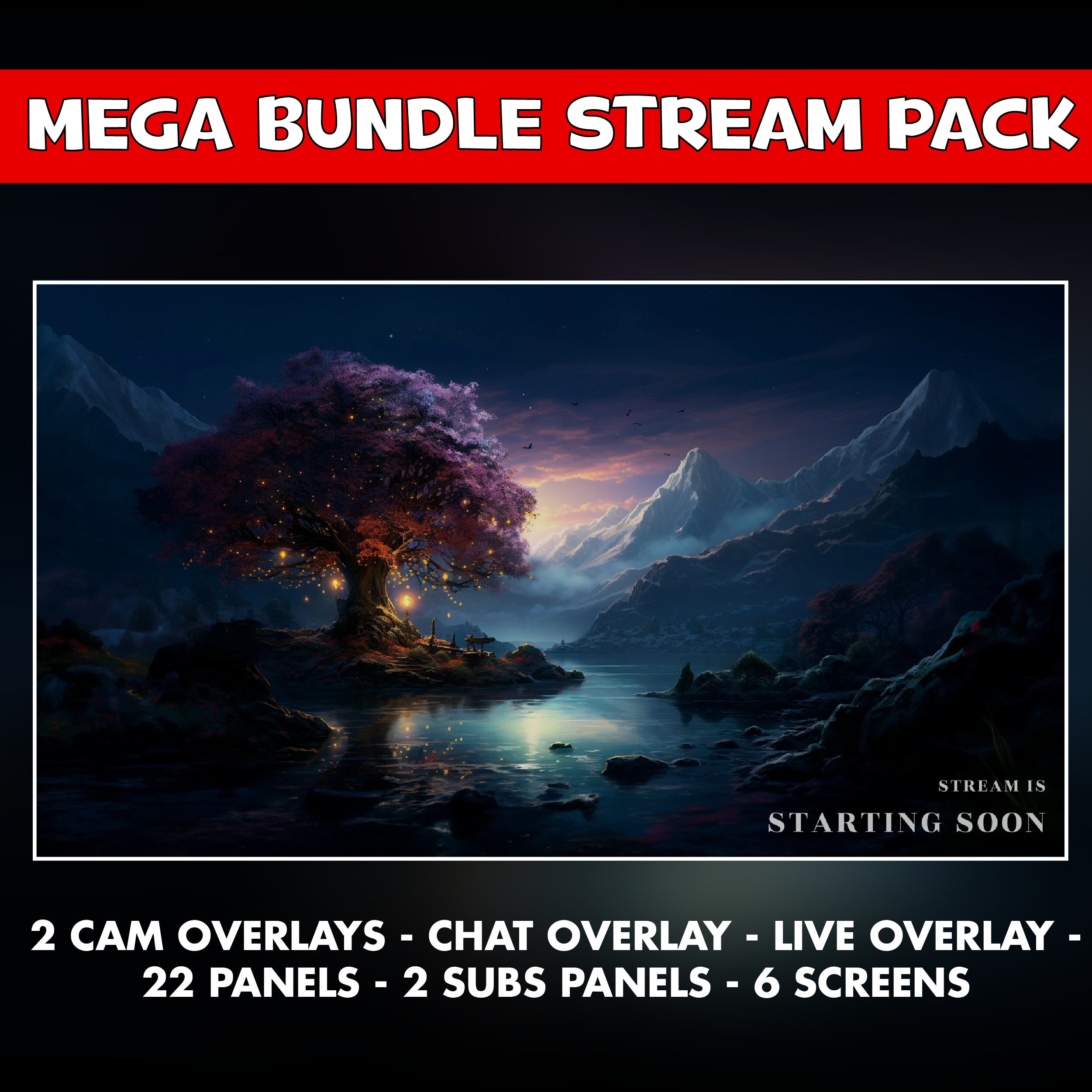 Landscape Fantasy Tree Twitch Overlay Animated Pack Whimsical ...