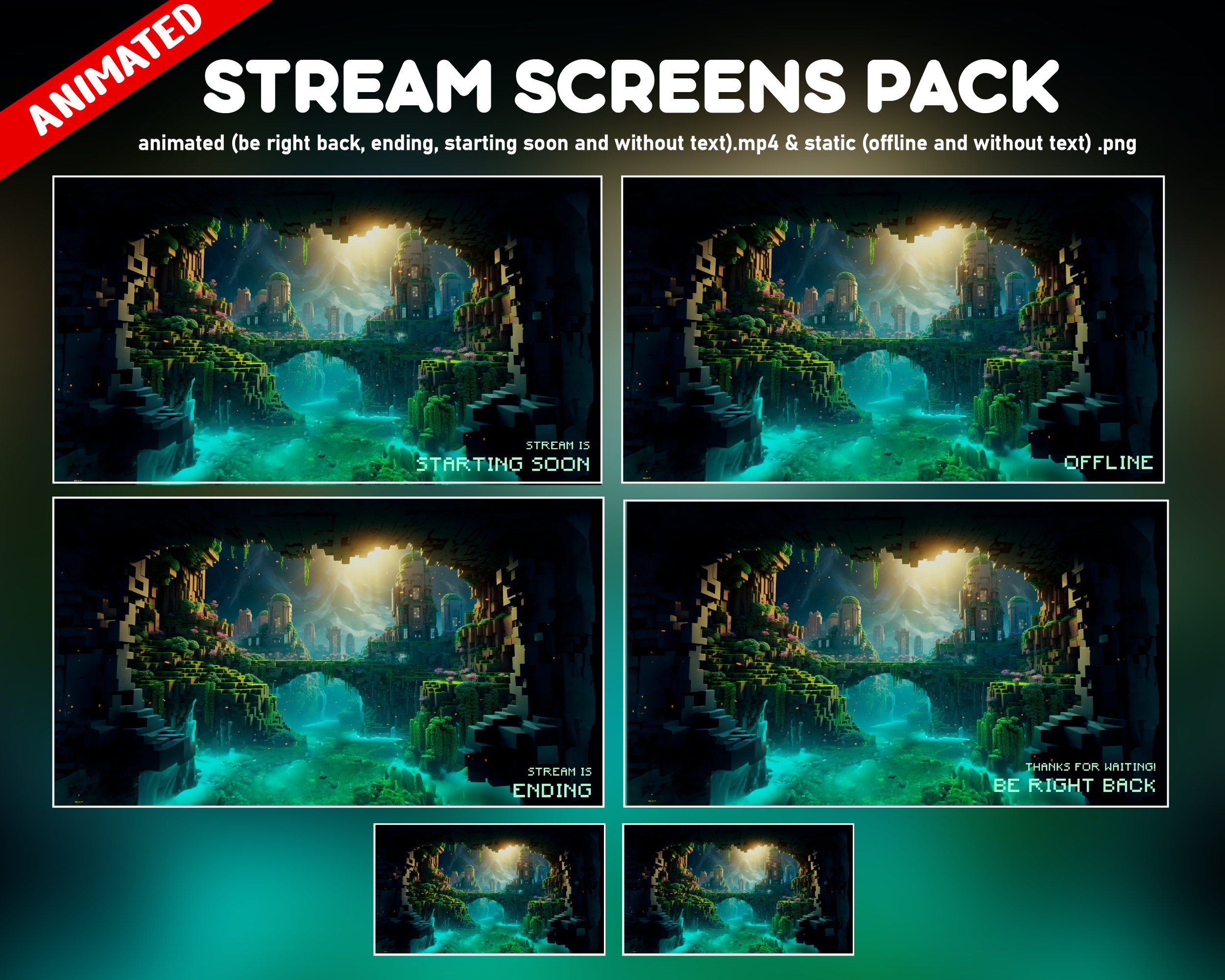 Minecraft Twitch Overlay Animated Pack Minecraft Landscape Cute ...